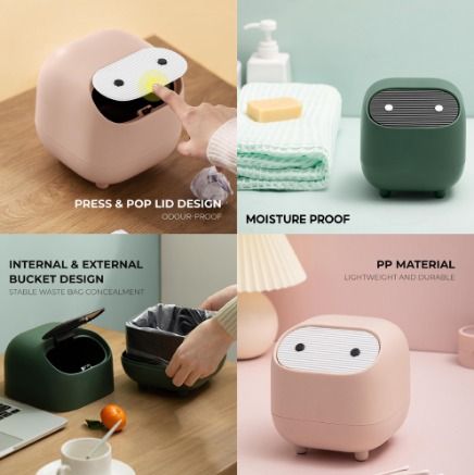Trash bin | Rubbish bin | kitchen waste | desktop mini Cute Ninja ...