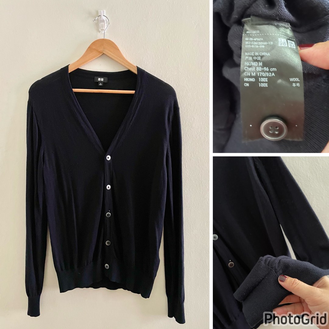 Uniqlo Navy blue knitted cardigan on Carousell