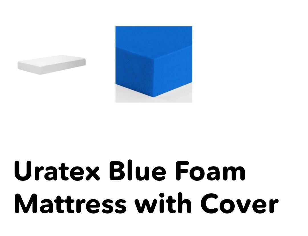 Uratex Blue Foam Mattress with Cover, Babies & Kids, Baby Nursery ...