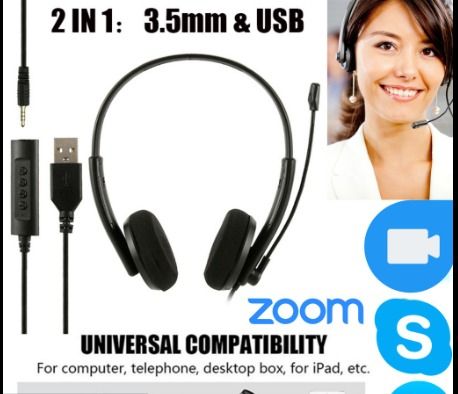 USB PC Headset Conference Call with Noise Cancelling Wired Headphones (JL0291), Audio ...