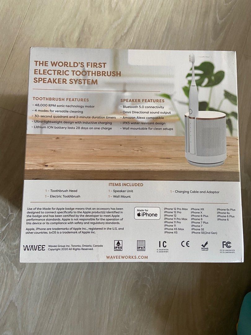 Wavee W-1 electric toothbrush speaker system, Beauty & Personal Care ...
