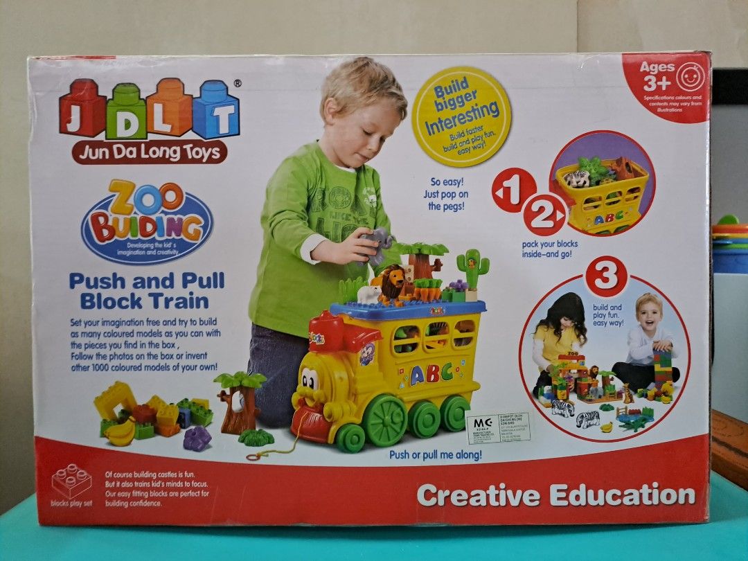 Zoo Push and Pull Block Train, Babies & Kids, Infant Playtime on Carousell