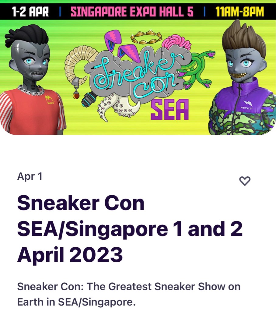 1 Pair Of Sneaker Con SEA VIP 2 day Tickets worth SGD 200 To Sneaker 1-pair-of-sneaker-con-sea-vip-2-day-tickets-worth-sgd-200-to-sneaker