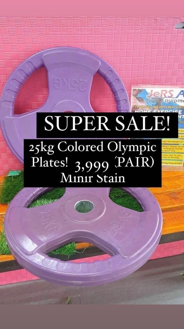25 KG Olympic Colored Trigrip Plate Pair, Health & Nutrition, Health ...