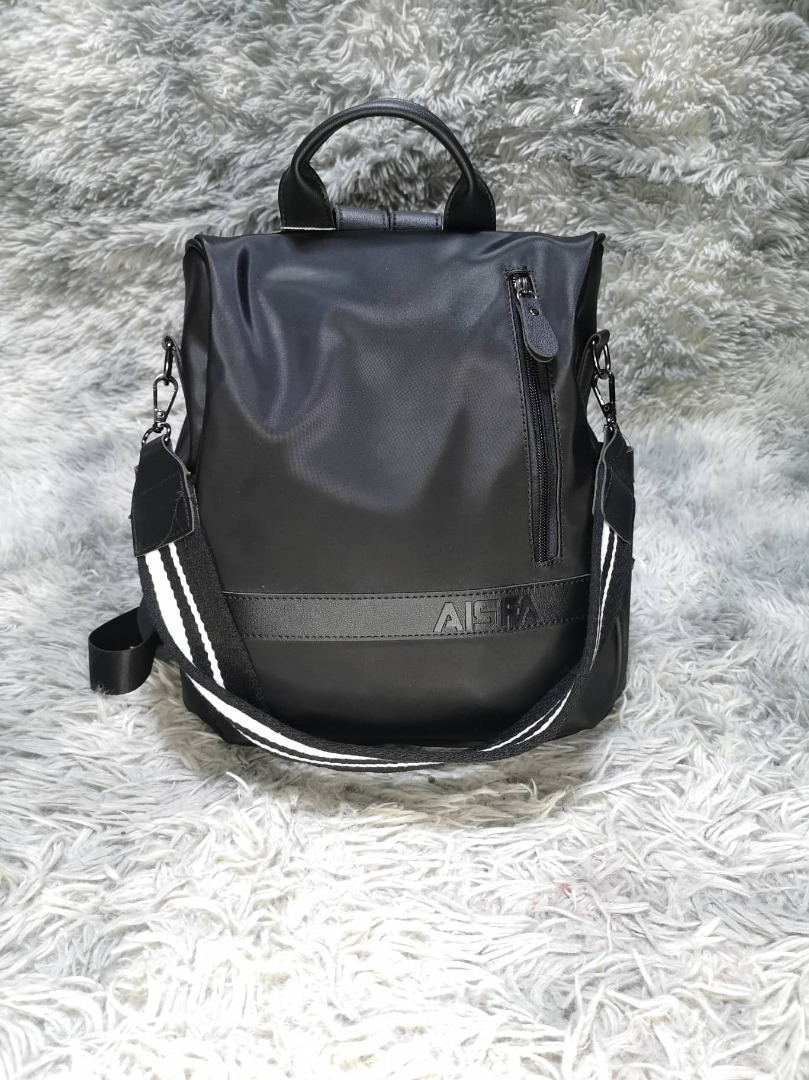 AISFA Black Backpack with Detachable Strap on Carousell