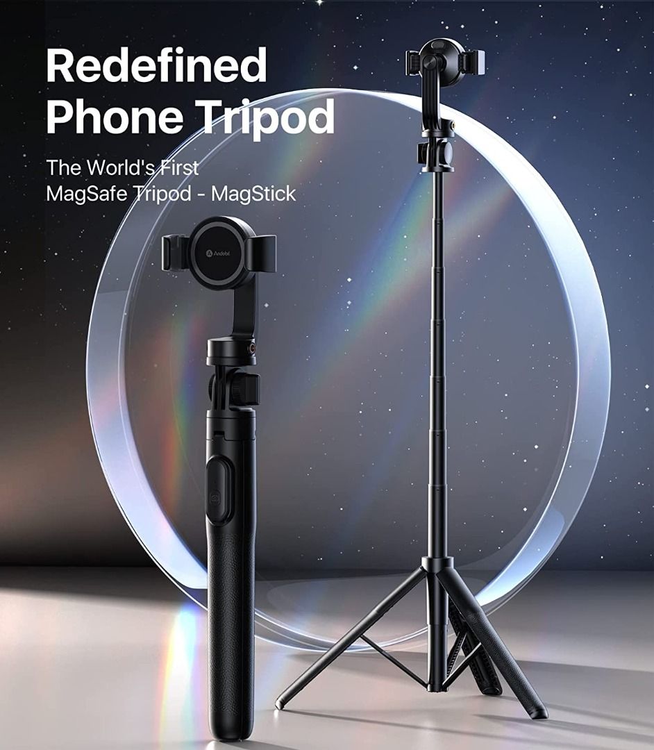 andobil MagStick Selfie Stick Tripod Compatible with MagSafe, [Redefined Phone Tripod] 63.5 ...