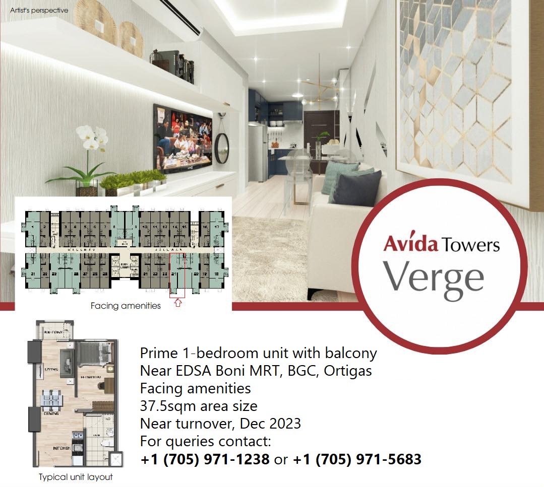 Avida Towers Verge in Mandaluyong City - 1BR with Balcony facing ...