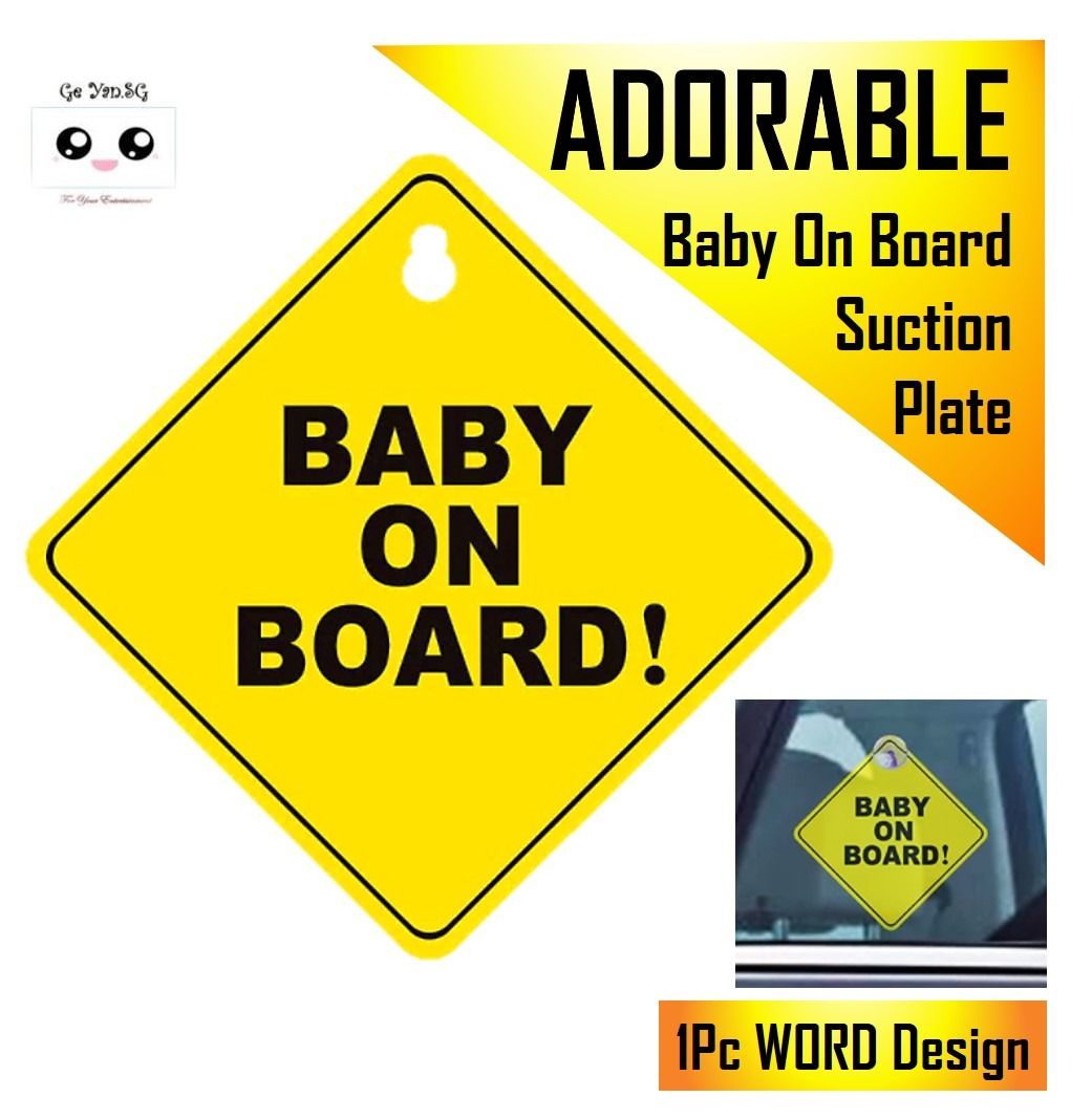 Baby On Board Cute Car Suction Plate Sign Signage Safety Badge Window ...
