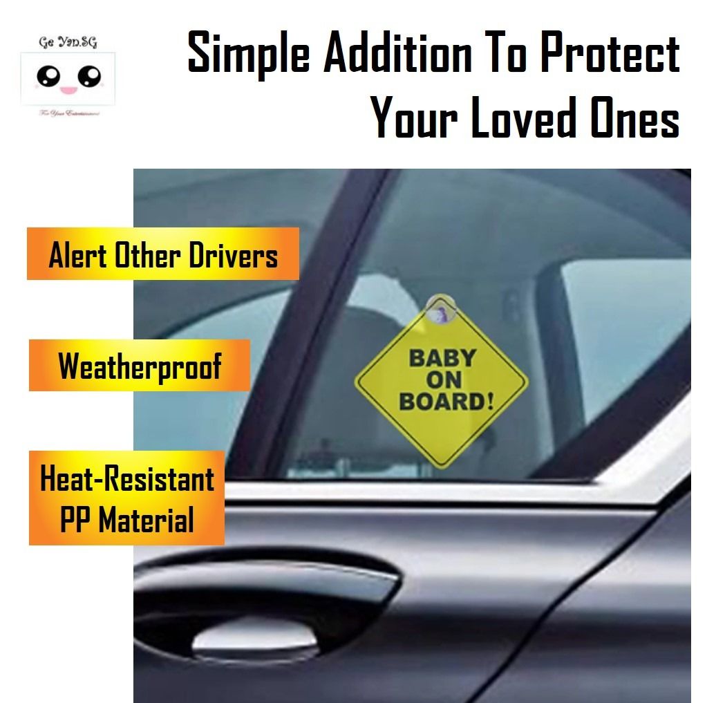 Baby On Board Cute Car Suction Plate Sign Signage Safety Badge Window ...
