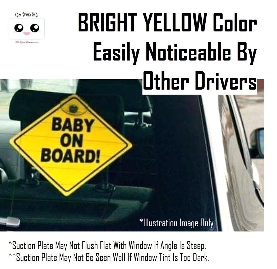Baby On Board Cute Car Suction Plate Sign Signage Safety Badge Window ...