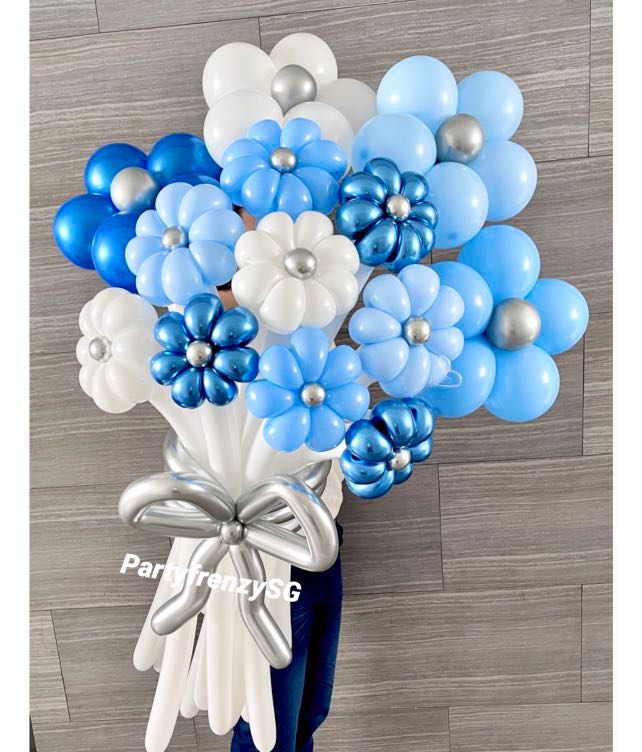 Balloon Jumbo Blue Flower Bouquet - XXL | Balloon Bouquet | Blue Flower ...