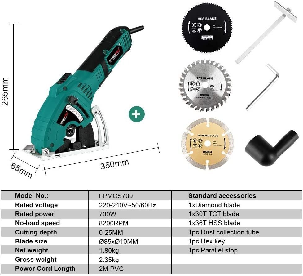 (BEST DEAL) POSENPRO 700W Compact Circular Saw Machine Mini Circular ...