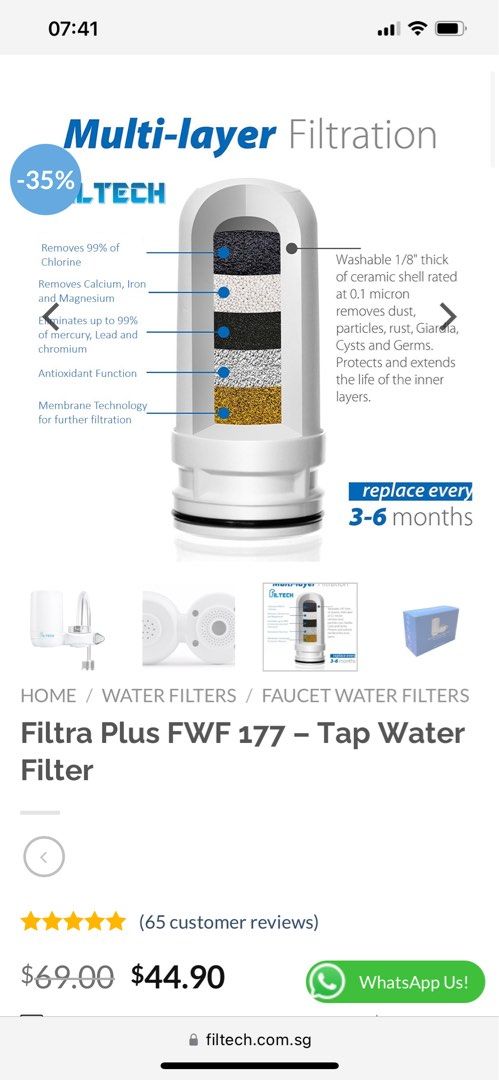 BNIB Filtech 3-mode Water Filter and Spare Cartridge, TV & Home ...