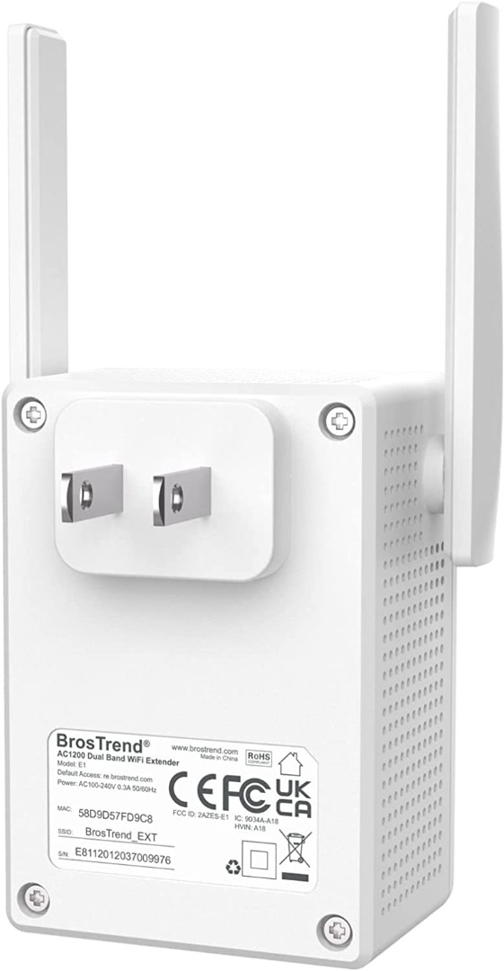 BrosTrend AC1200 WiFi Booster Range Extender, Extend Dual Band WiFi of 5GHz & 2.4GHz, 1200Mbps ...