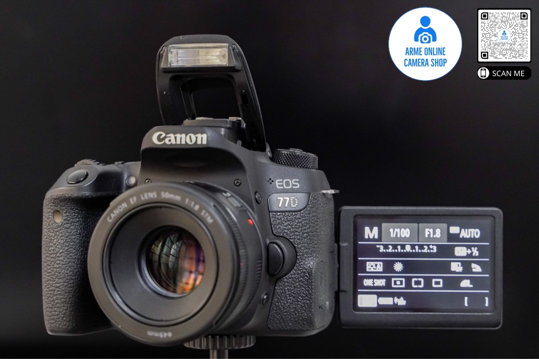 Canon 77D + Canon 50mm STM + Sandisk Ultra 32GB Complete Boxed Package, Photography, Cameras on ...