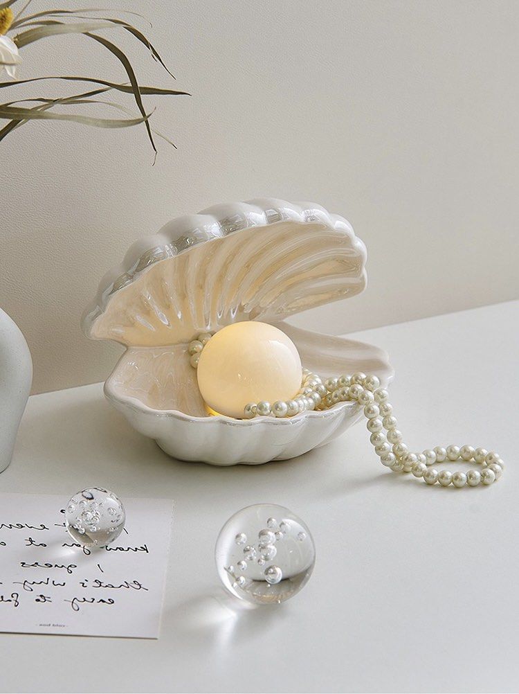 Ceramic Seashell Portable Desktop Lamp, Furniture & Home Living, Home ...