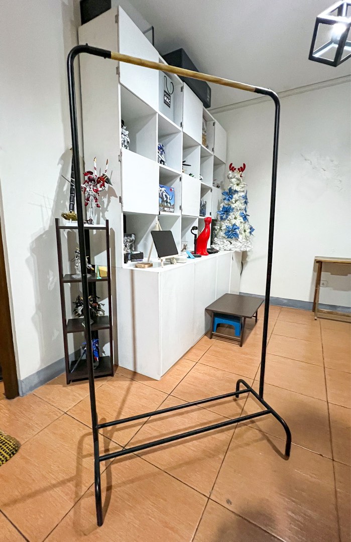 Clothes Rack | Wooden Metal | Aesthetic | Free 5 Wooden hanger ...