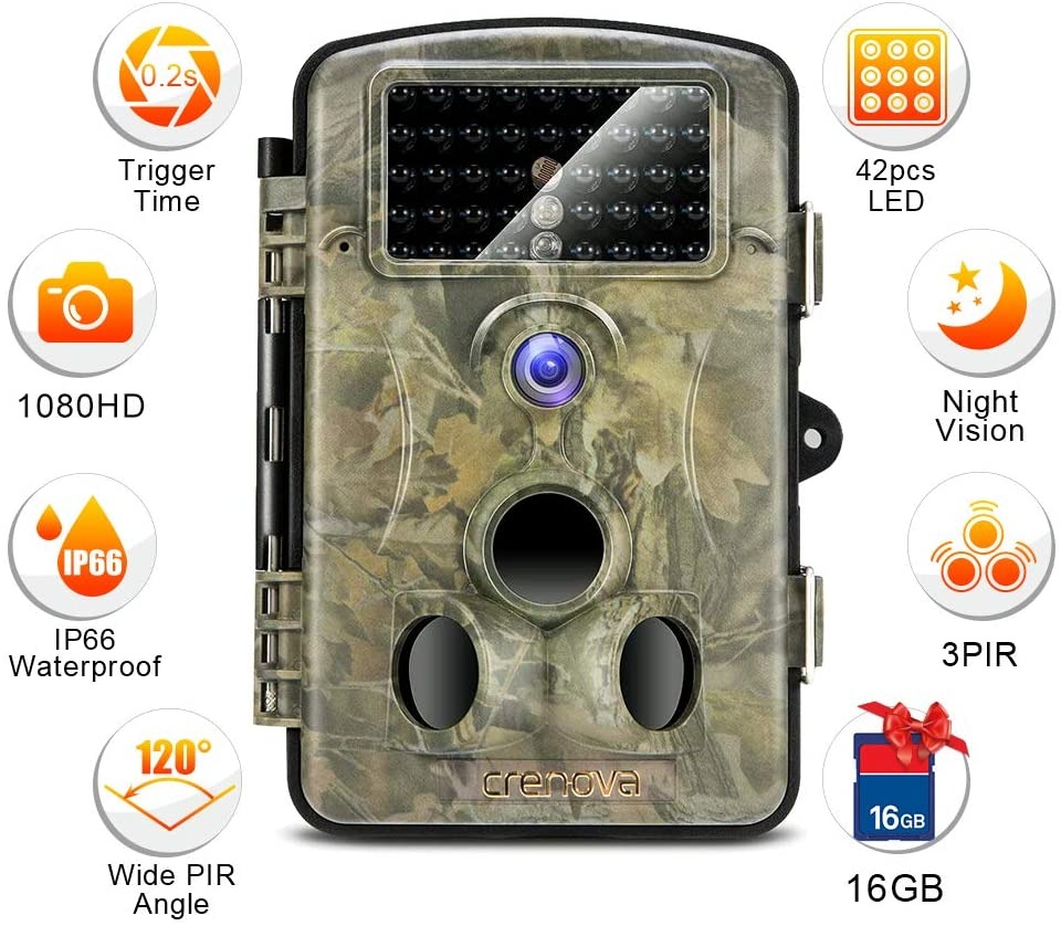 Crenova 20MP 1080P HD Wildlife Hunting Trail Camera Include 32GB SD ...