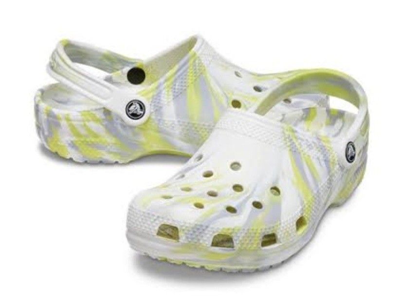CROCS MARBLE GRAY/GREEN CLOG W7 on Carousell