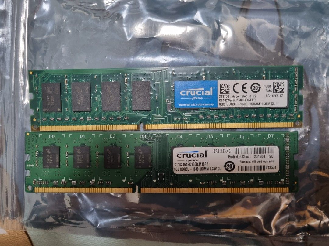 Crucial DDR3 Desktop RAM 8GB x 2, Computers & Tech, Parts & Accessories ...