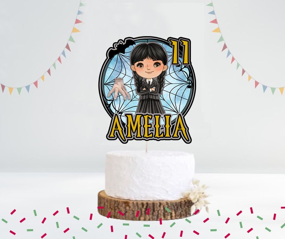 Customised Wednesday Addams Photo Glitter Cake Topper , Hobbies & Toys ...