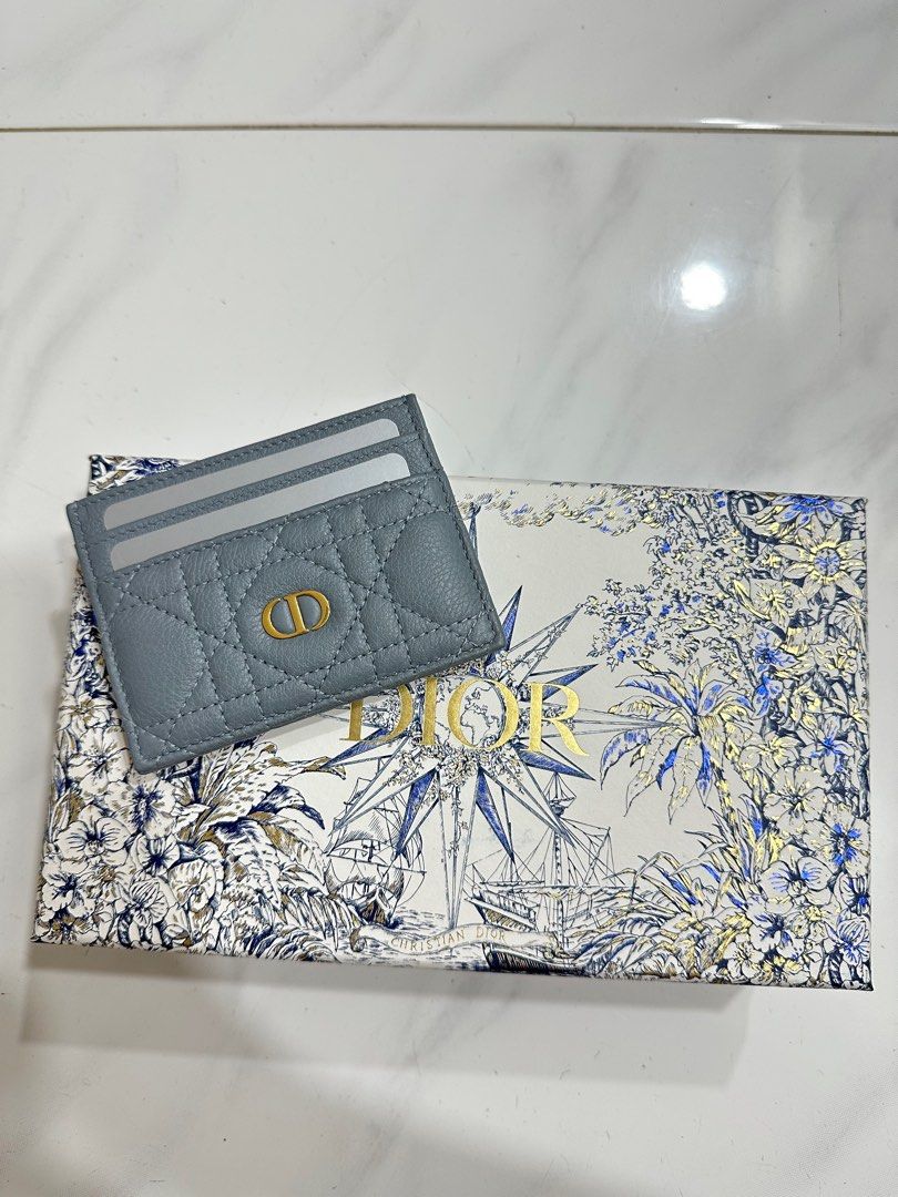 Dior Caro Card Holder (cloud blue), Women's Fashion, Bags & Wallets ...
