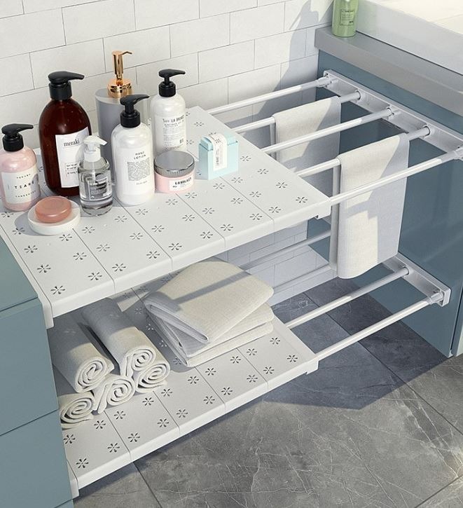 Extendable Rack Adjustable Wardrobe Shelf Closet Organiser, Furniture ...