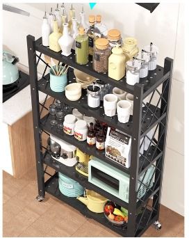 Folding Storage rack 3/4/5 layer kitchen rack free installation of ...