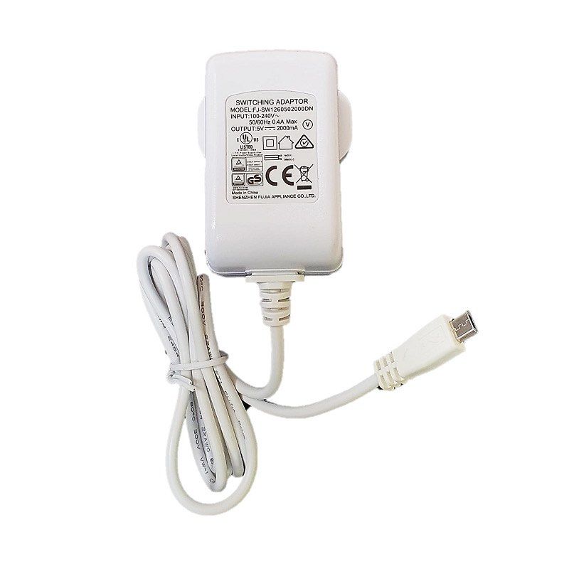 Fujia 5V/2A USB Power Adapter 3 Pin UK Plug 2M Cable Micro USB Adaptor ...