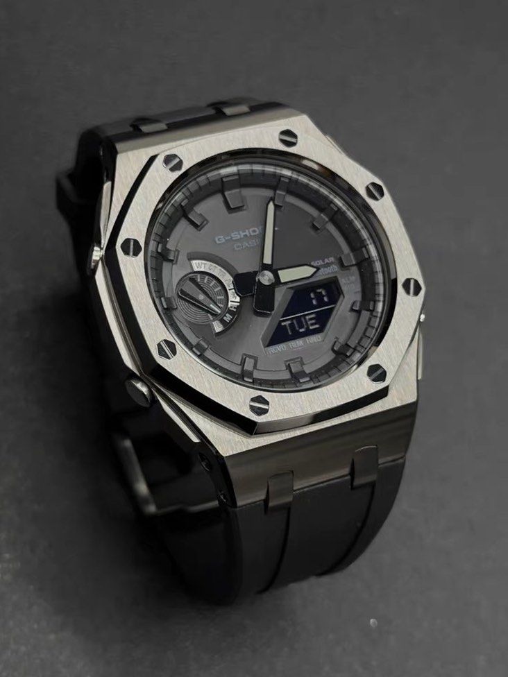 G Shock Casioak blackout Solar custom gunmetal stealth mode series G ...