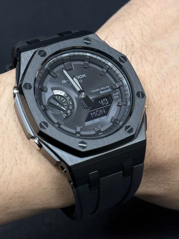 G Shock Casioak blackout Solar custom gunmetal stealth mode series G ...
