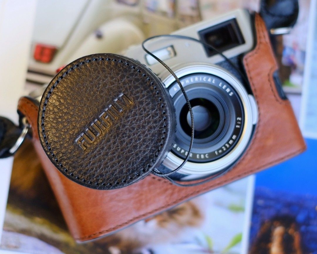 Genuine Leather Lens Cap For Fujifilm X100VI, X100V & Haoge Square Hood ...