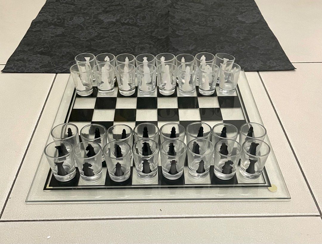 Glass Chess Set - Drinking game, Hobbies & Toys, Toys & Games on Carousell