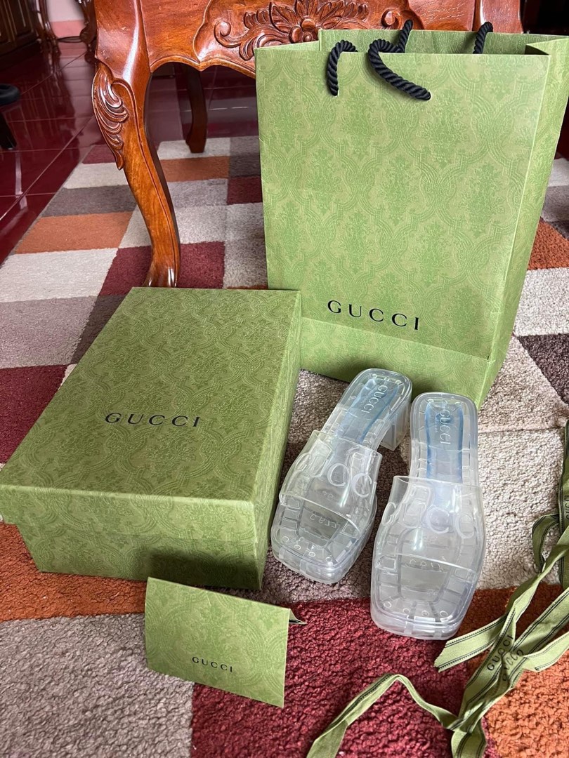 GUCCI CLEAR LOGO SANDALS on Carousell