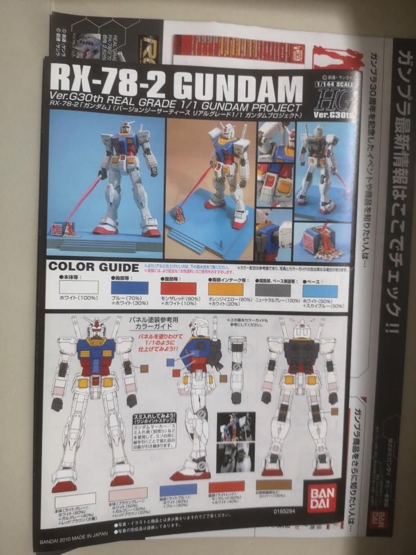 Gundam project Model kit Gunpla Mobile suit Gundam RX-78-2 High grade ...