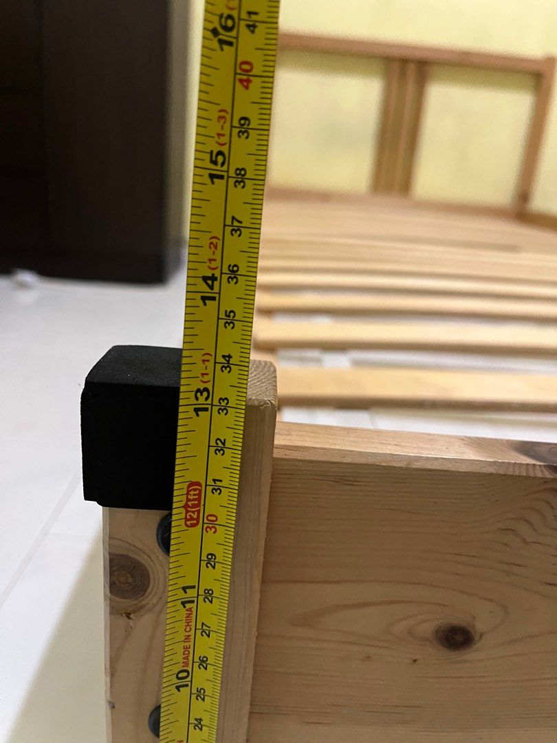 IKEA FJELLSE Single Bed Frame-pine wood-200x90cm with Base, Furniture ...