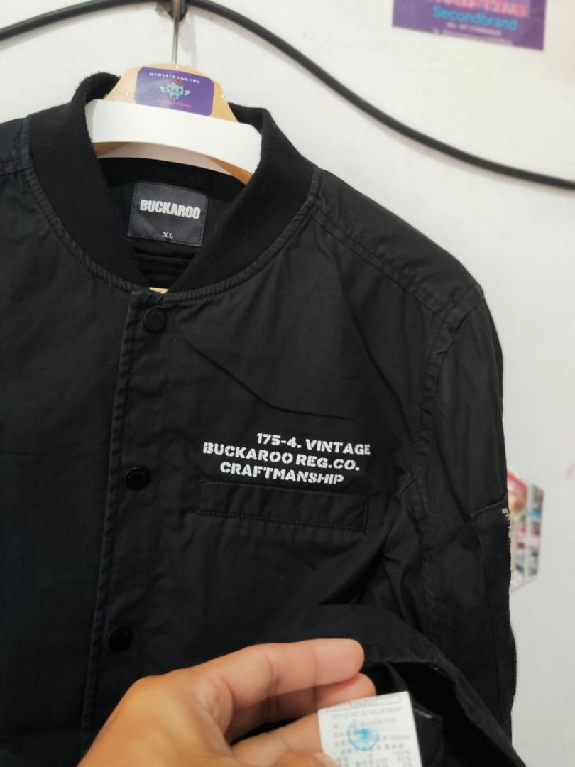 Jaket Varsity Buckaroo Hitam Polos Vintage, Fesyen Pria, Pakaian ...