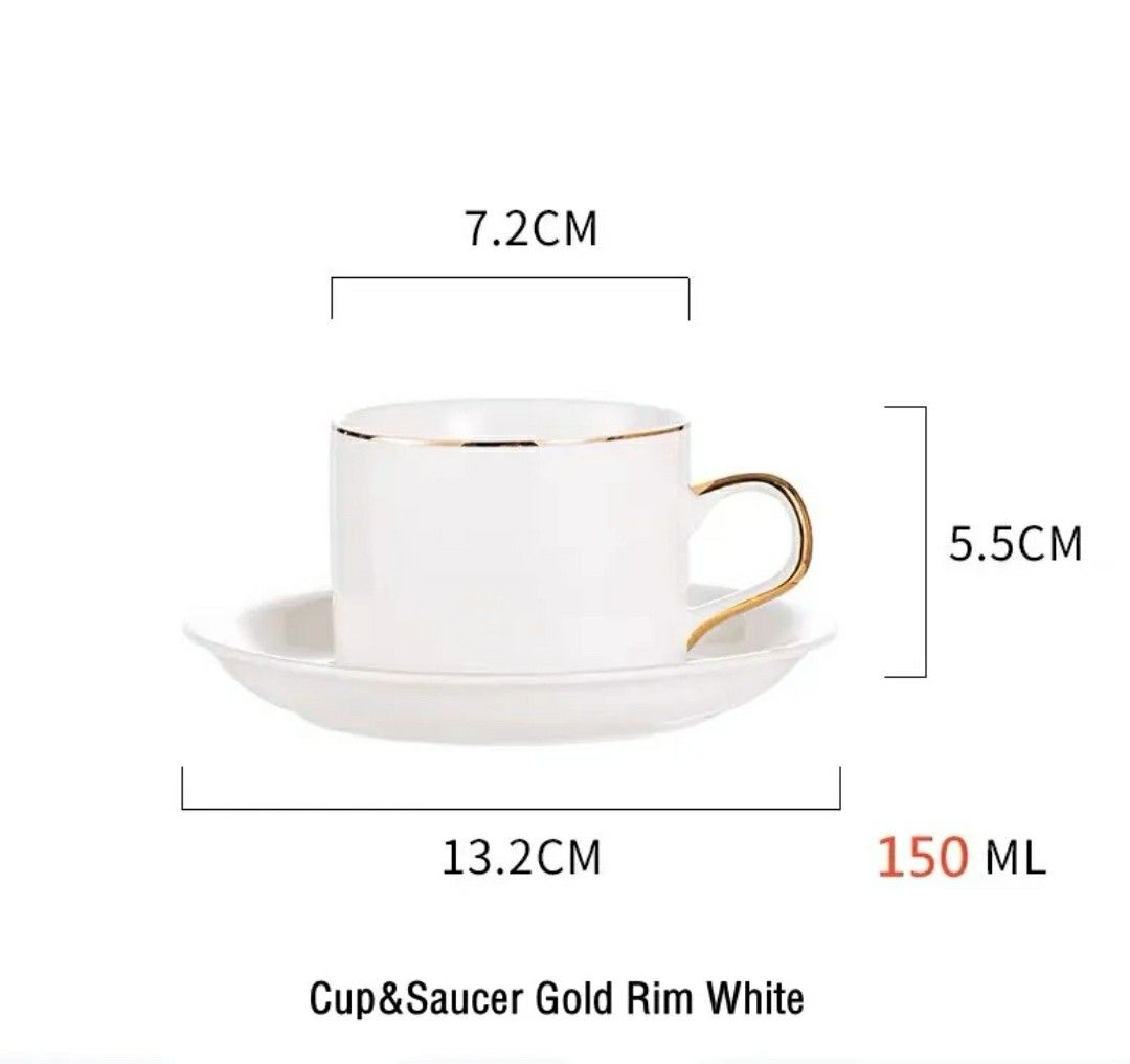 Light Luxury Gold Rim Cup & Saucer Display Rack with Hooks & Holder ...