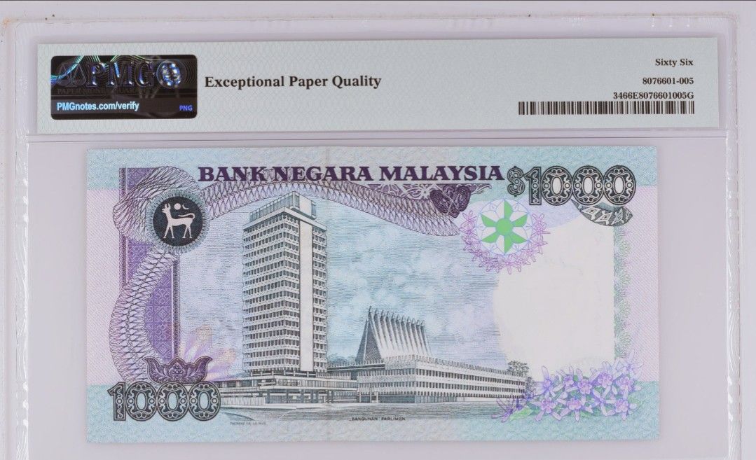 Malaysia rm1000# ringgit pmg 66 epq, Hobbies & Toys, Memorabilia ...