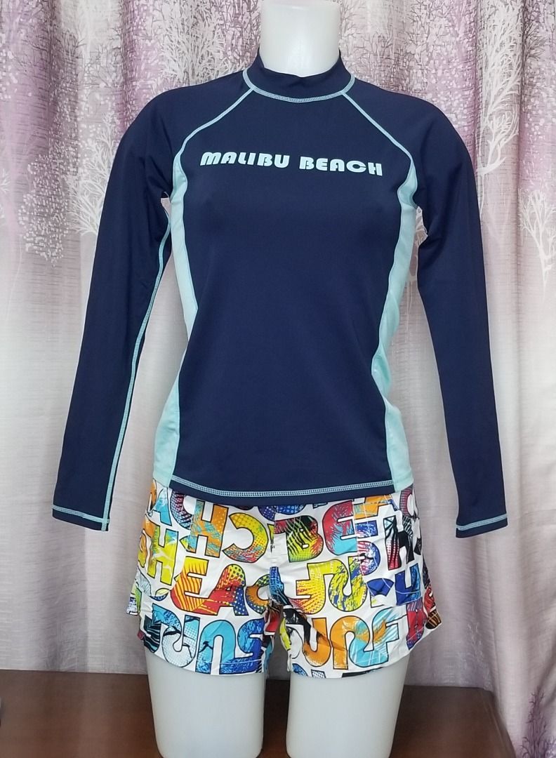 Malibu Beach Dark Blue Rash Guard (Preloved), Women's Fashion, Swimwear ...