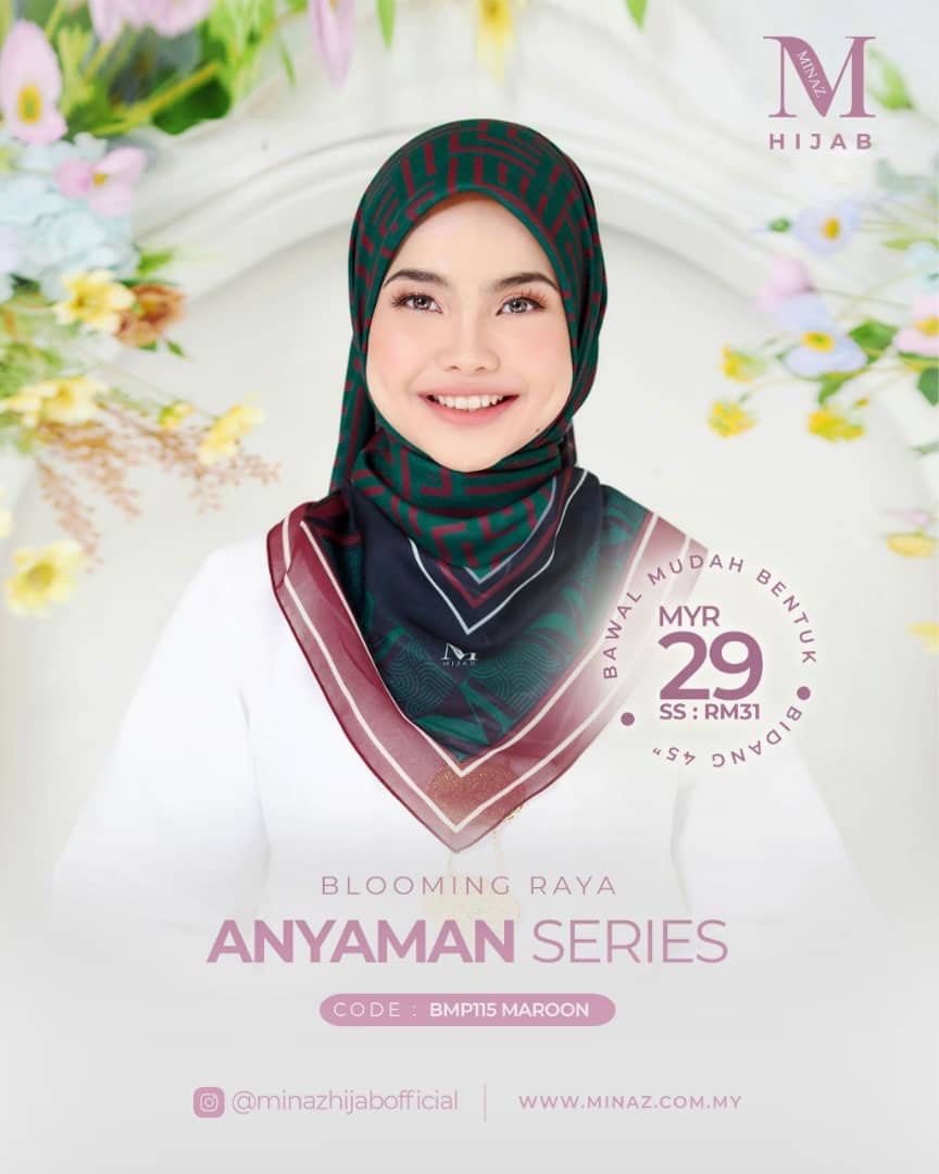 Minaz hijab anyaman series maroon, Women's Fashion, Muslimah Fashion ...