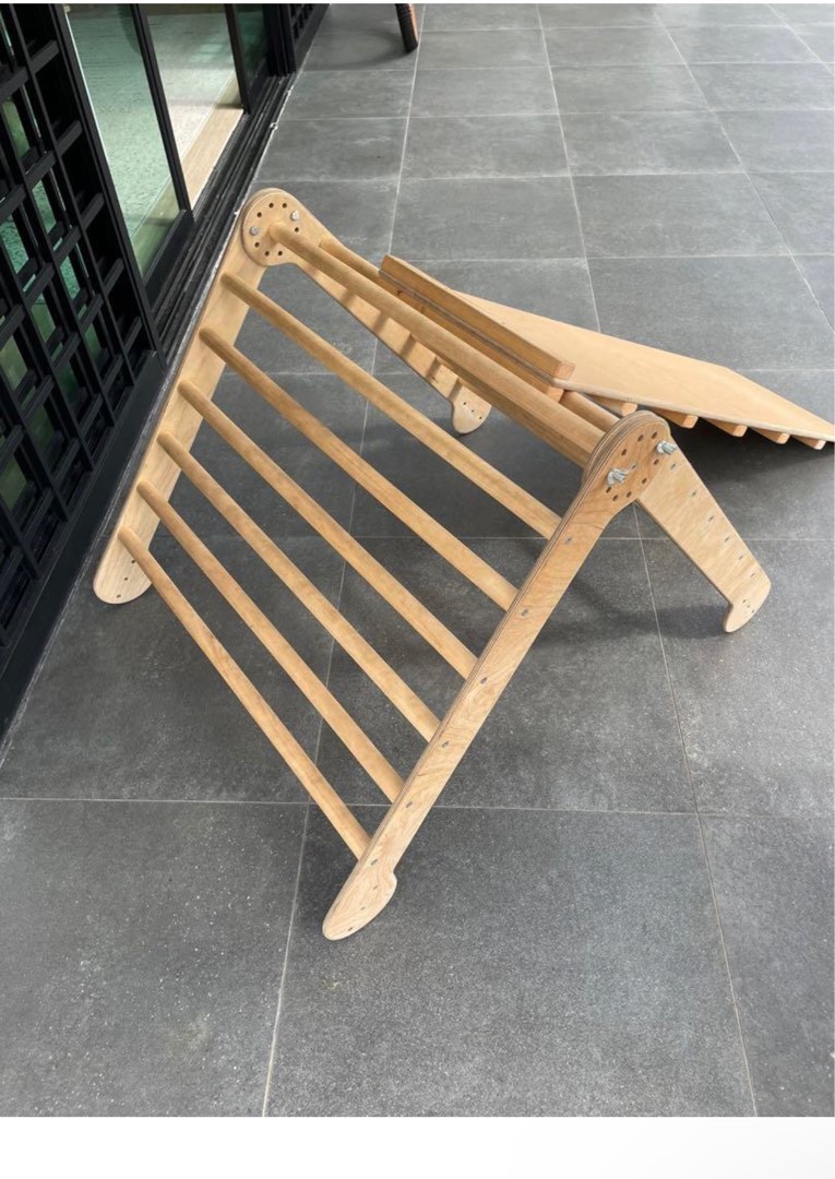 Montessori wooden climbing triangle and slide, Babies & Kids, Infant ...