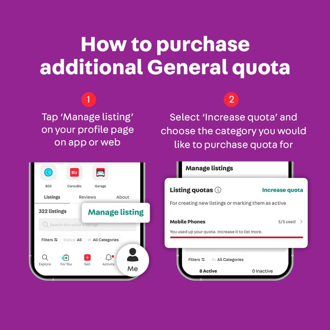 New category-based General quota system on Carousell