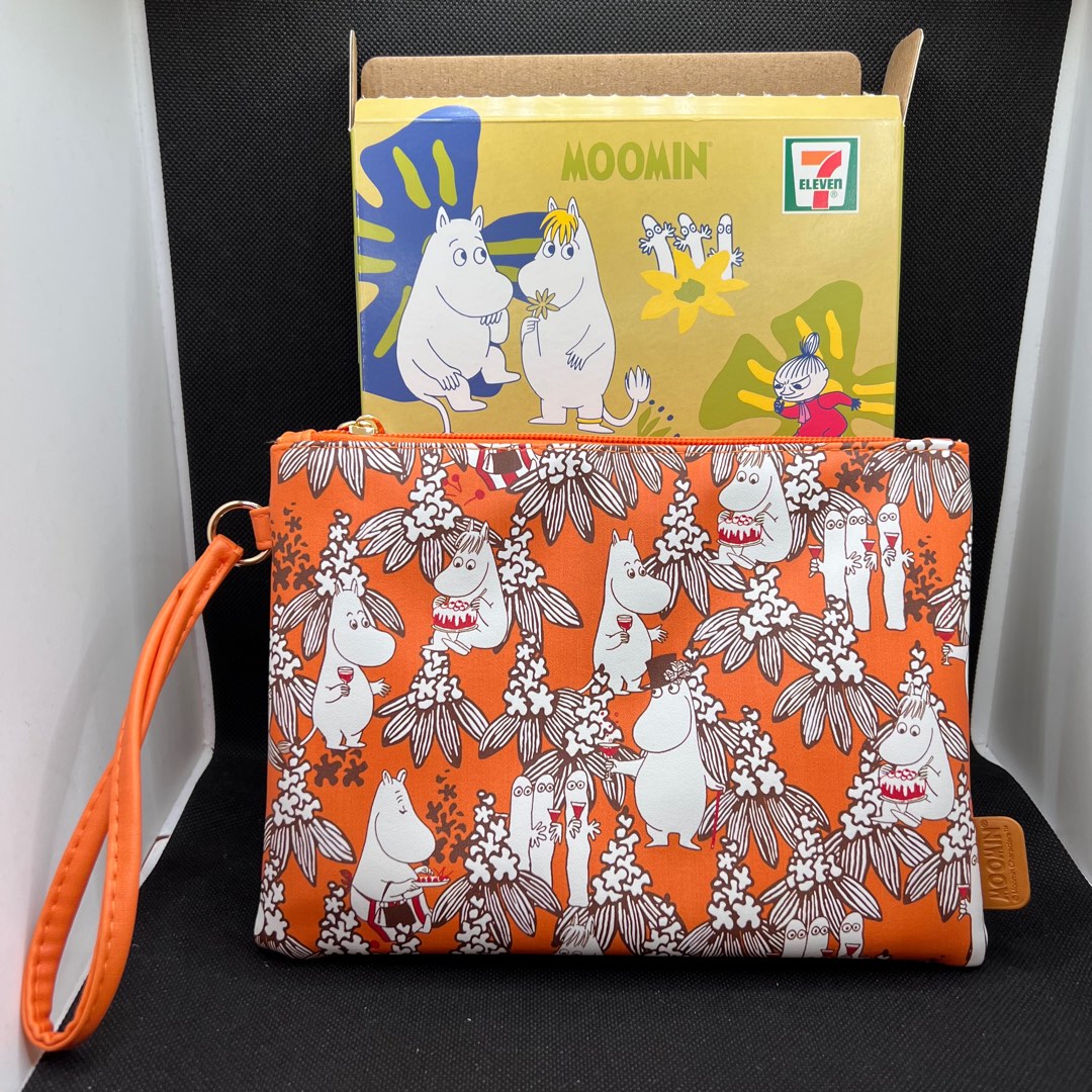 NEW Moomin Moo Min Valley orange tote pouch bag 7-11 Seven Eleven ...