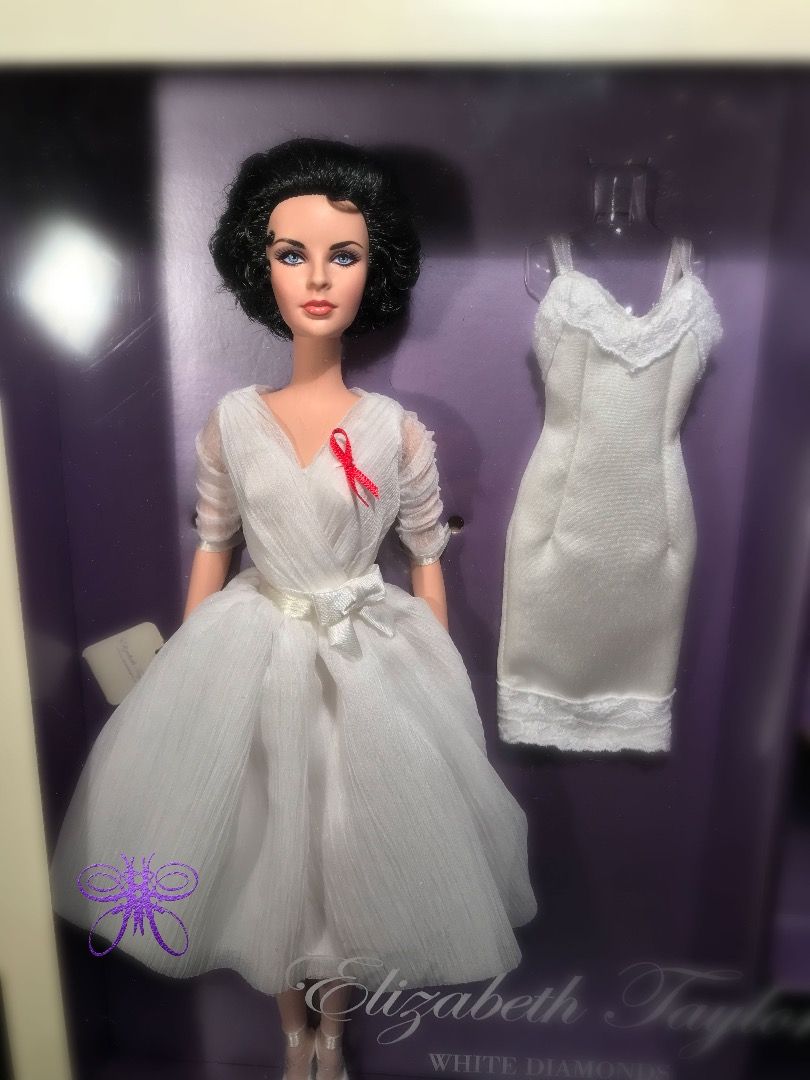 NRFB Barbie Elizabeth Taylor White Diamonds Doll Set Gold Label 2012 ...