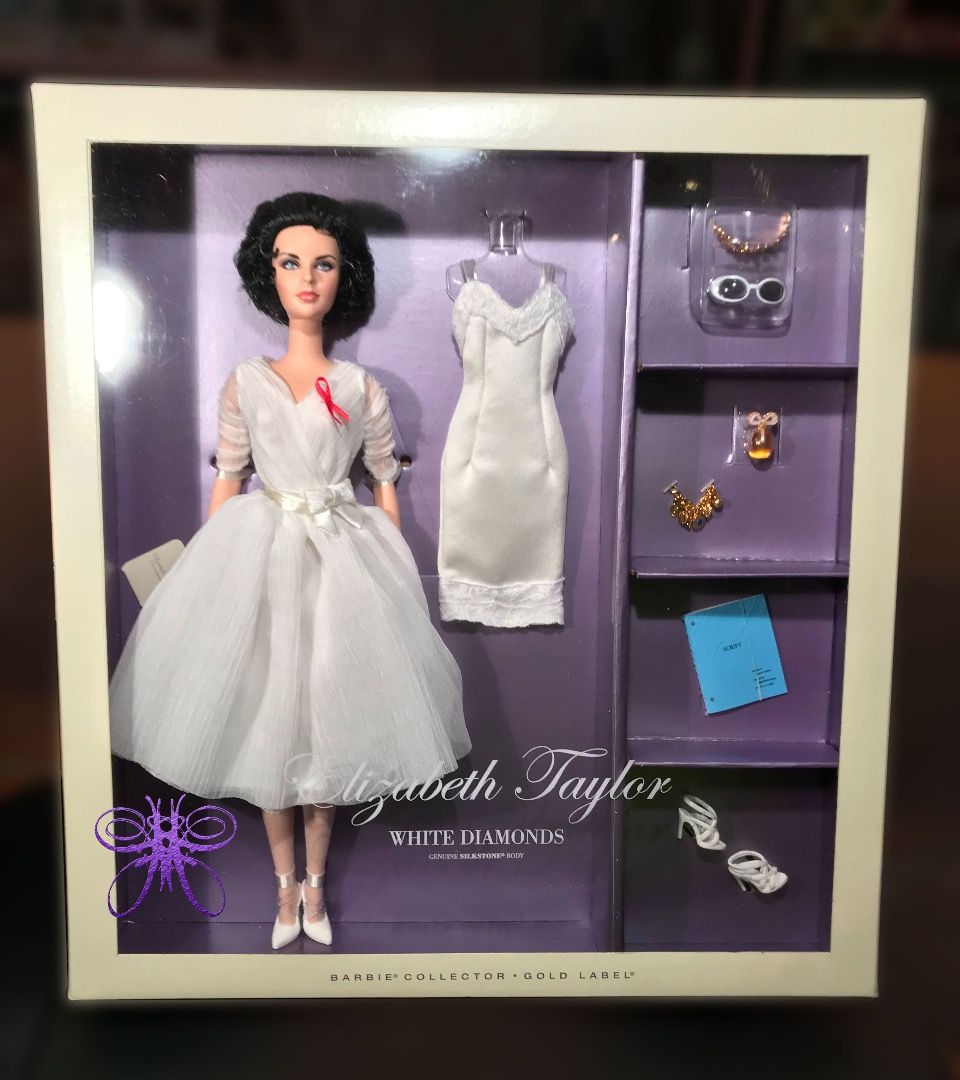NRFB Barbie Elizabeth Taylor White Diamonds Doll Set Gold Label 2012 ...
