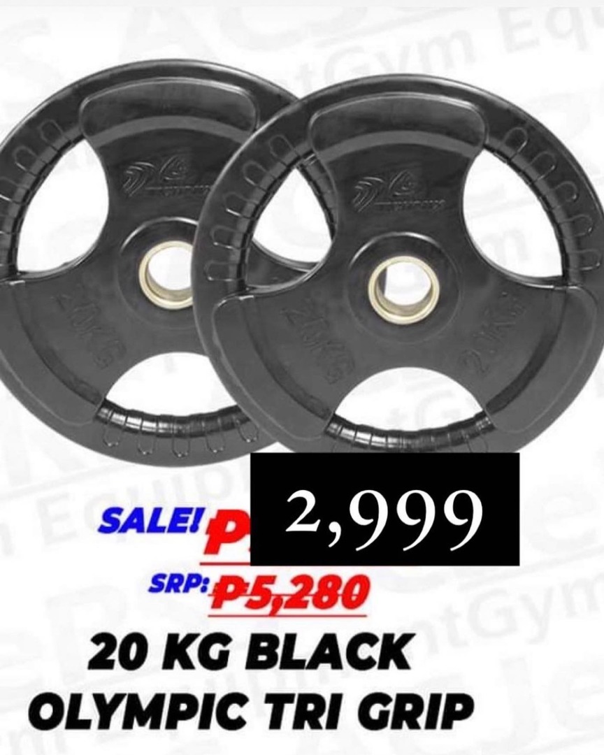 Olympic Tri Grip Plate 20 KG Pair, Sports Equipment, Exercise & Fitness ...