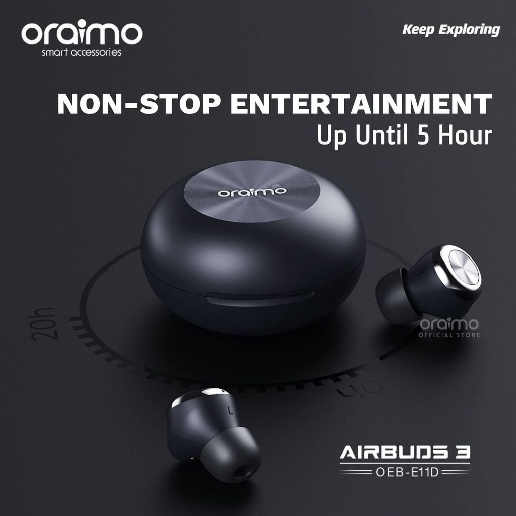 ORAIMO Earbuds Waterproof TWS Black Wireless Earphone Bluetooth Bass ...
