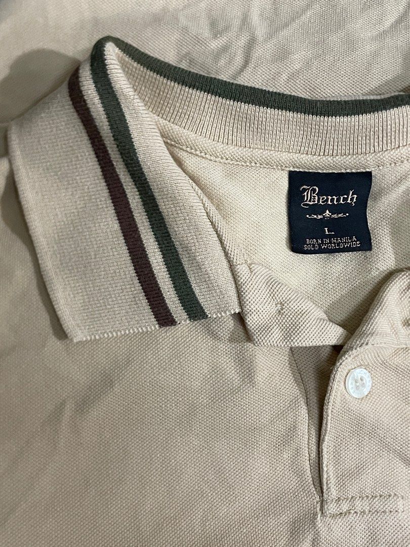 Plain Earth Tone Bench Striped Collar Basic Blank Polo Shirt Khaki ...