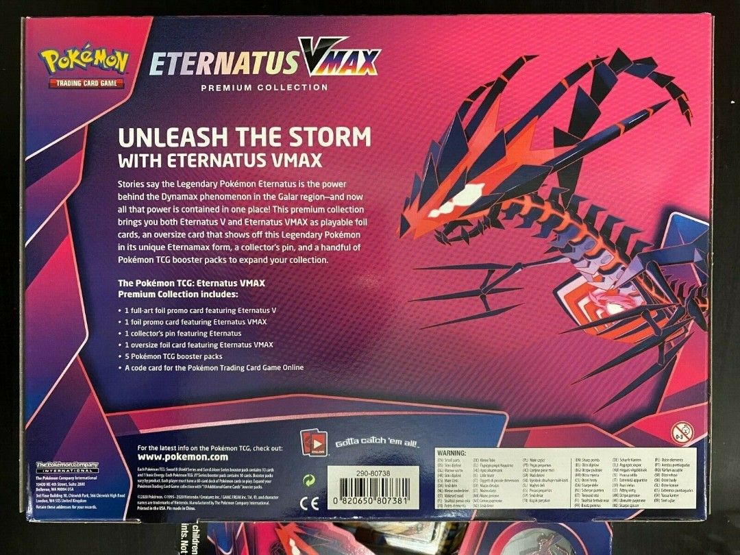 Pokemon TCG Eternatus Vmax Premium Collection Box NEW, Hobbies & Toys ...